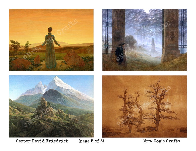 Casper David Friedrich Printable Images Digital Ephemera - Etsy