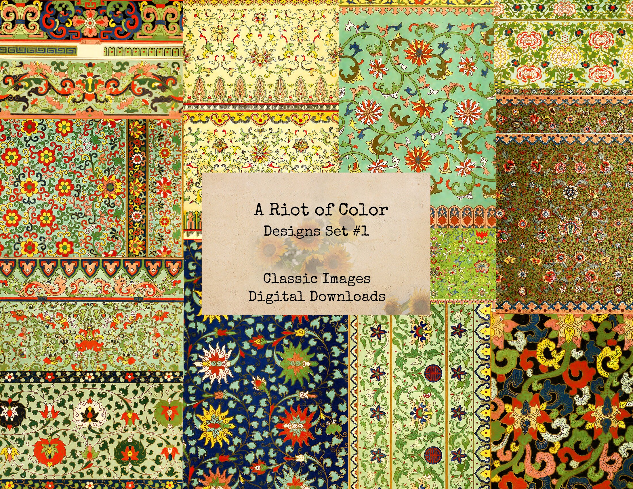 A Riot of Color Designs Set #1 - Printable Images, Instant Download ...