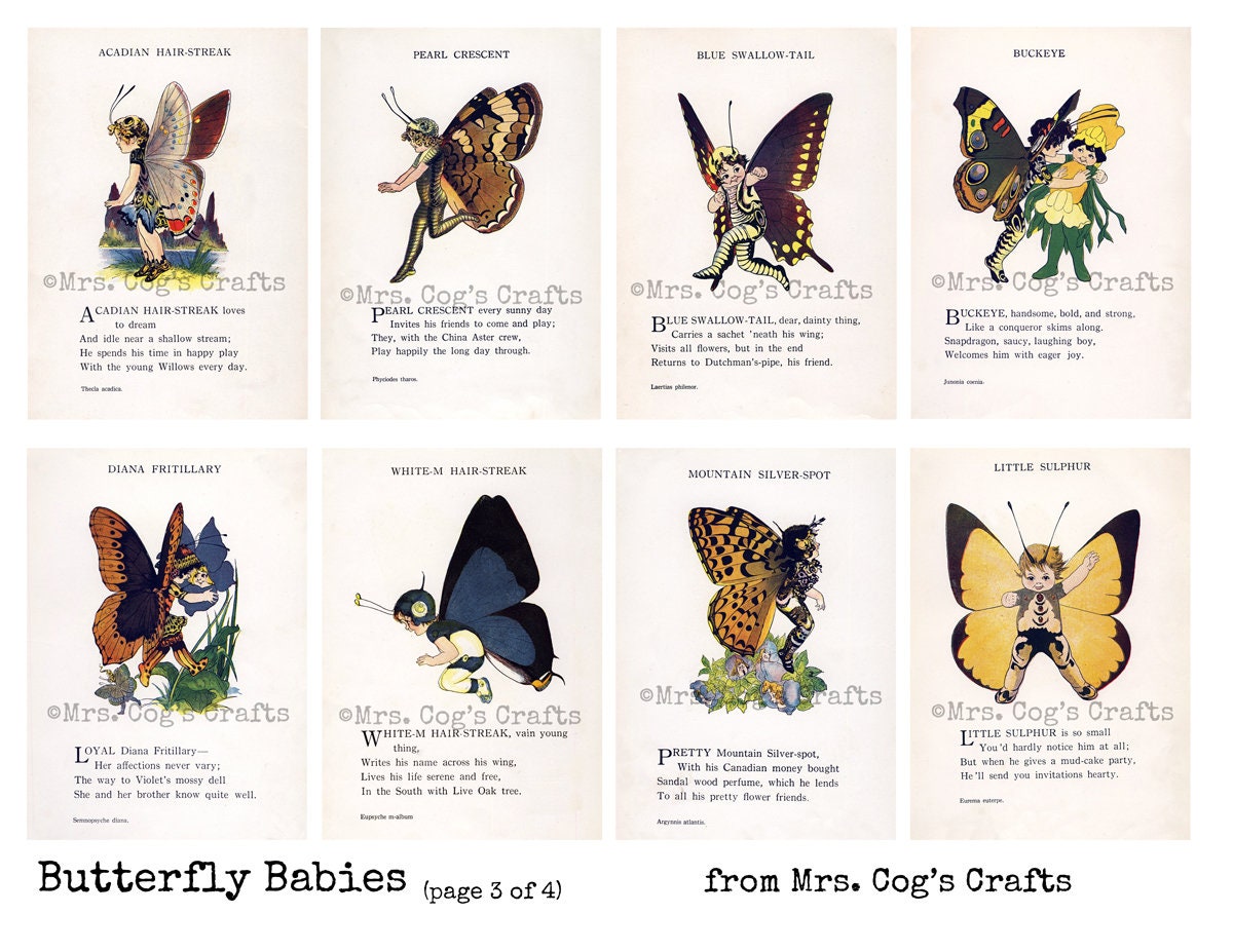 Butterfly Babies Digital Ephemera Classics Digital Images - Etsy