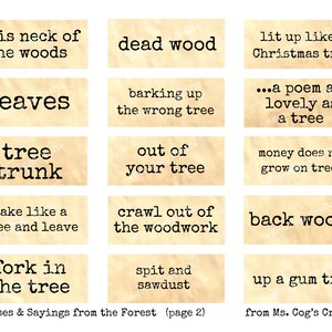 Forest Phrases and Sayings - Journal Prompts, Printable Words, Instant ...