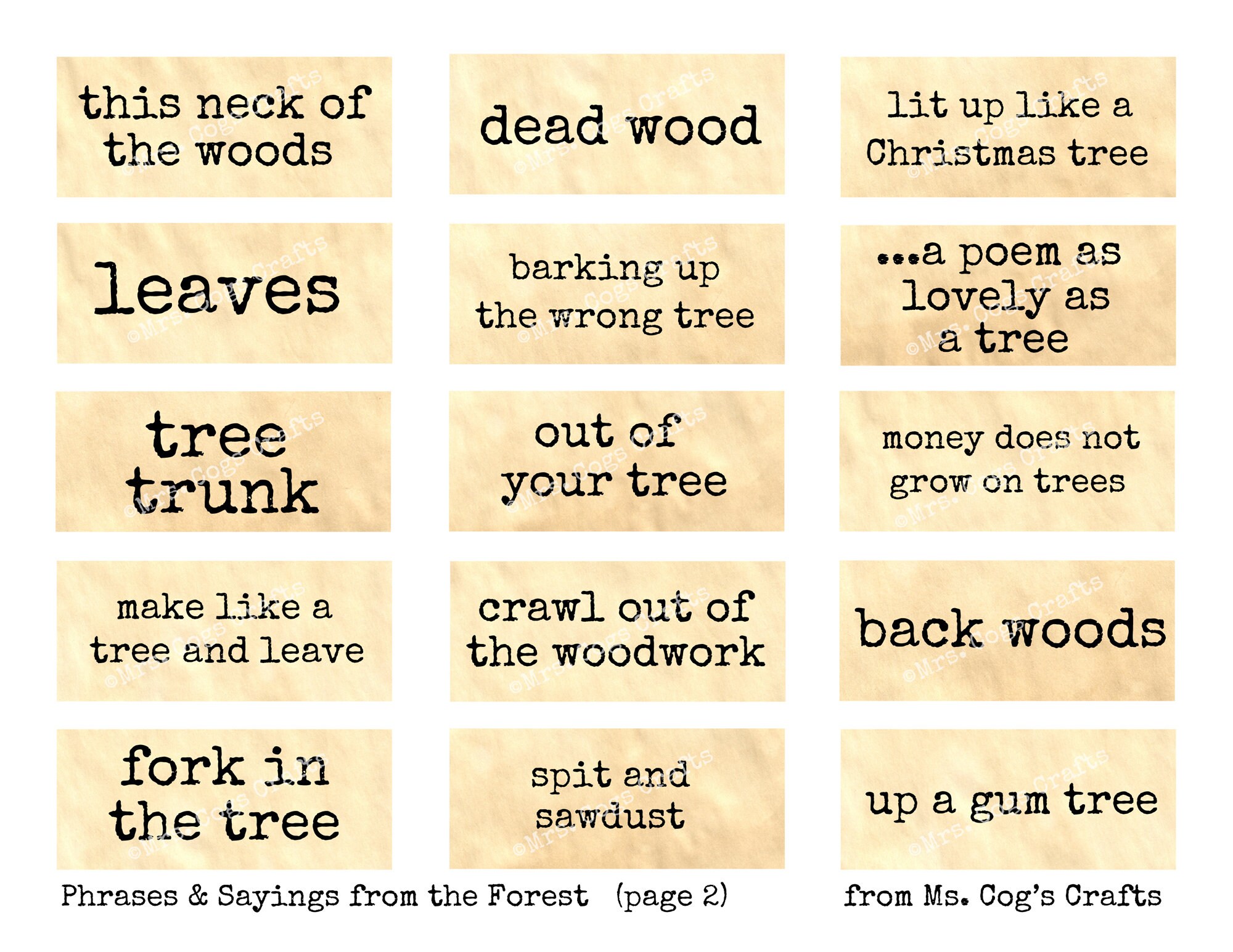 Forest Phrases and Sayings Journal Prompts Printable Words | Etsy