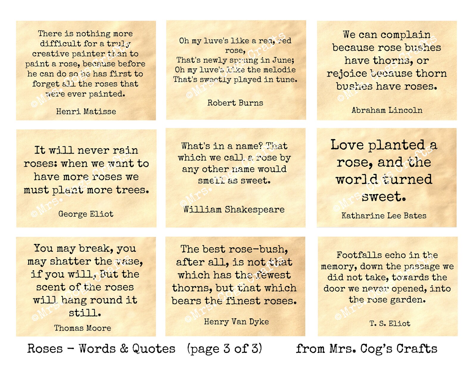 Roses - Words & Quotes - Journal Prompts, Printable Words, Instant ...
