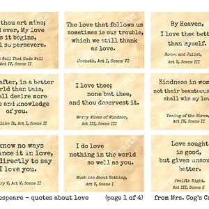 Shakespeare's Words - Journal Prompts, Digital Word Cards, Vintage Art ...