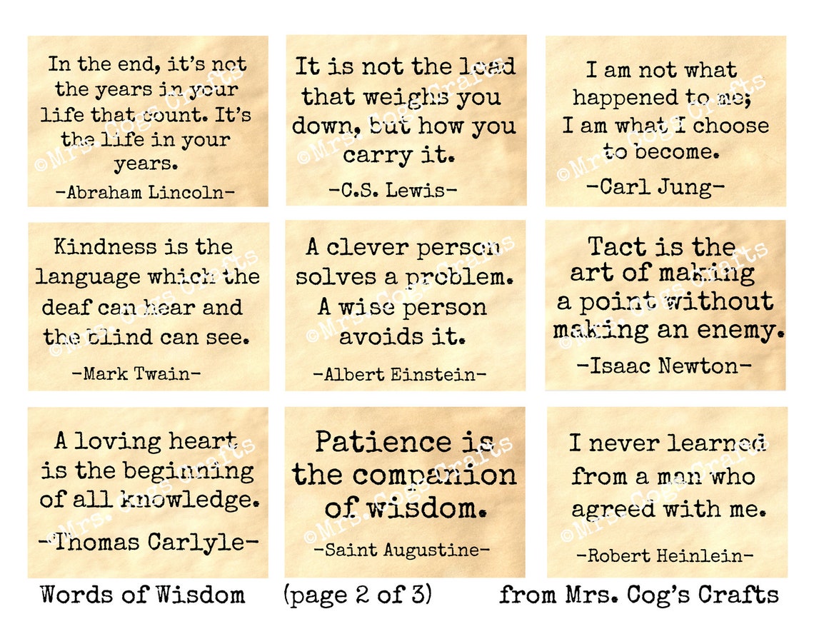 Words of Wisdom Journal Cards - Journal Prompts, Printable Words ...