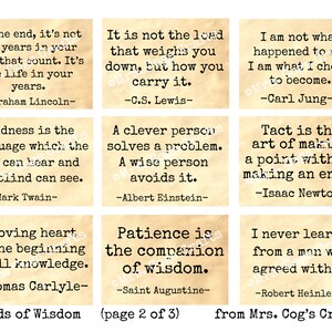 Words of Wisdom Journal Cards - Journal Prompts, Printable Words ...