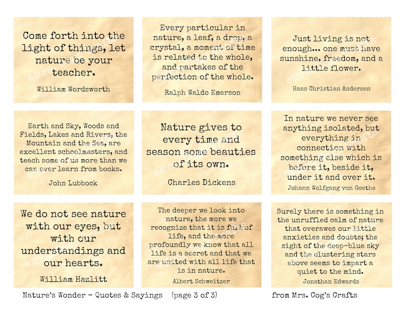 Nature's Wonder - Quotes & Sayings - Journal Prompts, Printable Words ...