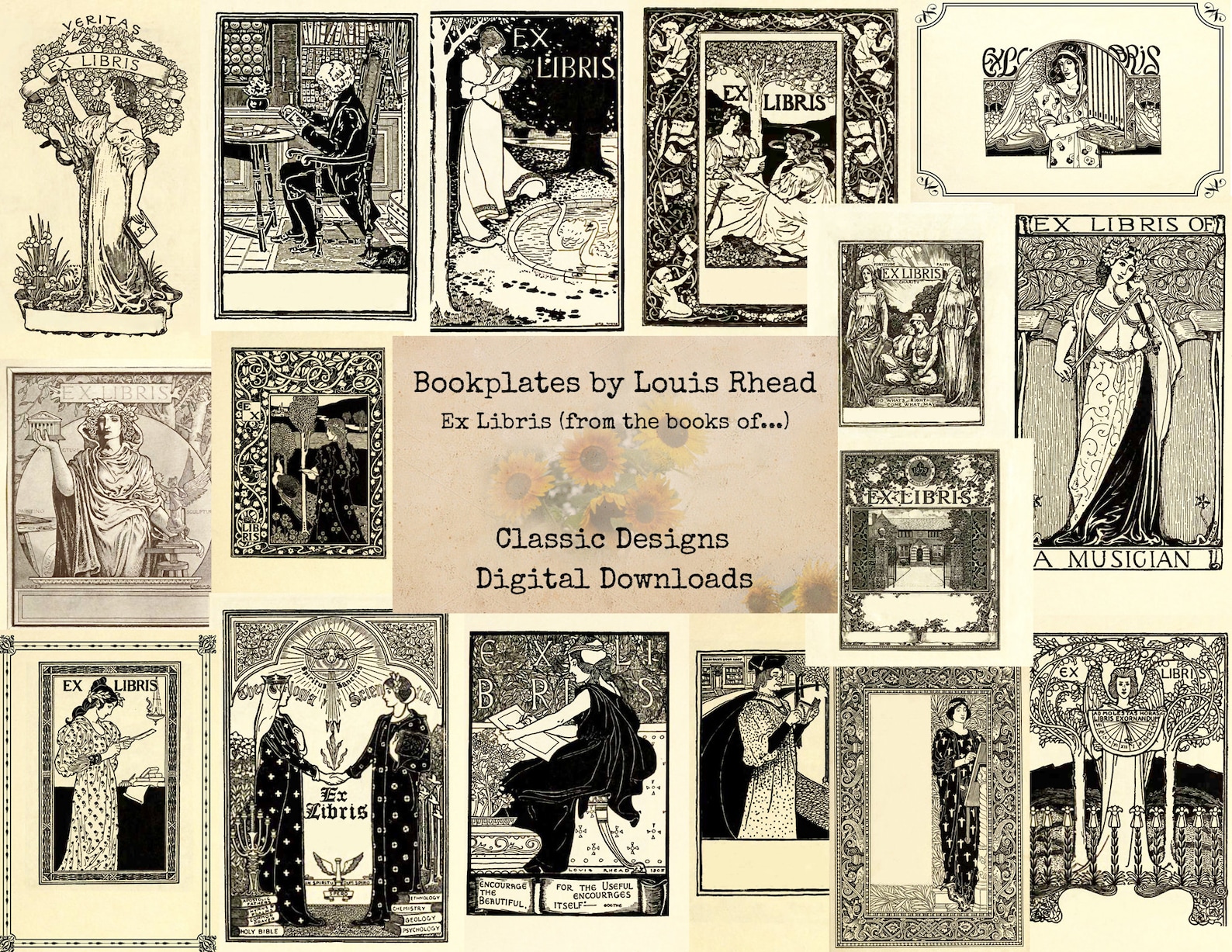 Bookplates by Louis Rhead Ex Libris Labels for Journals | Etsy
