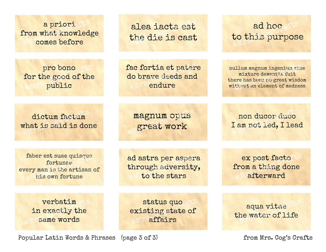 Popular Latin Phrases & Words Journal Prompts Printable | Etsy