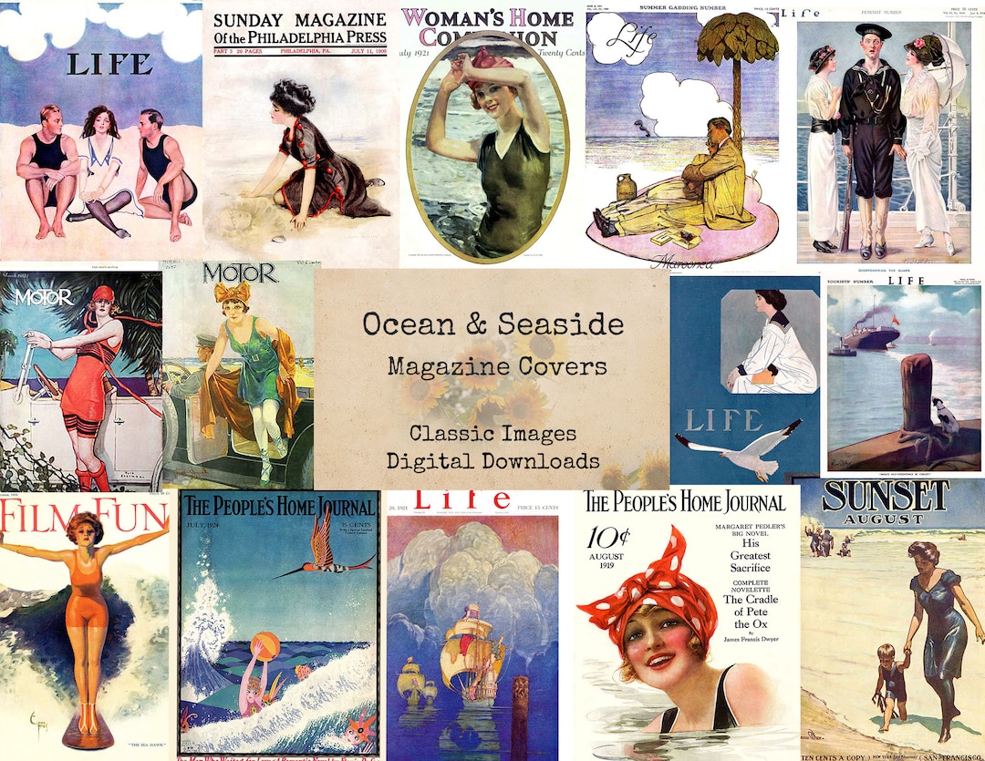 Ocean & Seaside Magazine Covers - Printable Images, Ephemera, Instant ...