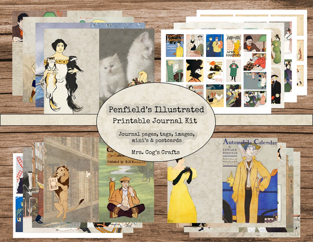 Edward Penfield Junk Journal Kit - Printable Journal, Vintage Images ...