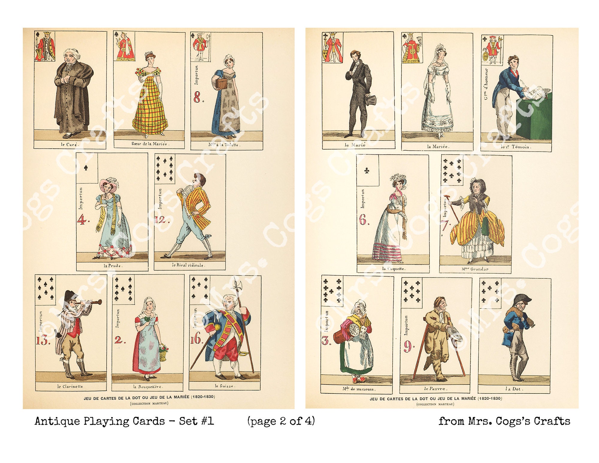 Antique Playing Cards Set 1 Printable Images Instant - Etsy Canada