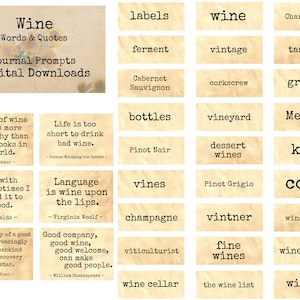Wine Words & Quotes - Journal Prompts, Printable Words, Instant ...