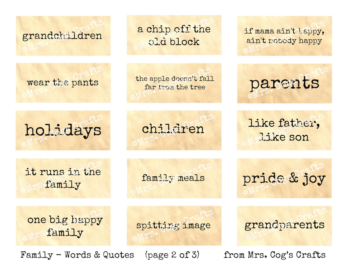 Family Words & Quotes Journal Prompts Printable Words - Etsy Canada