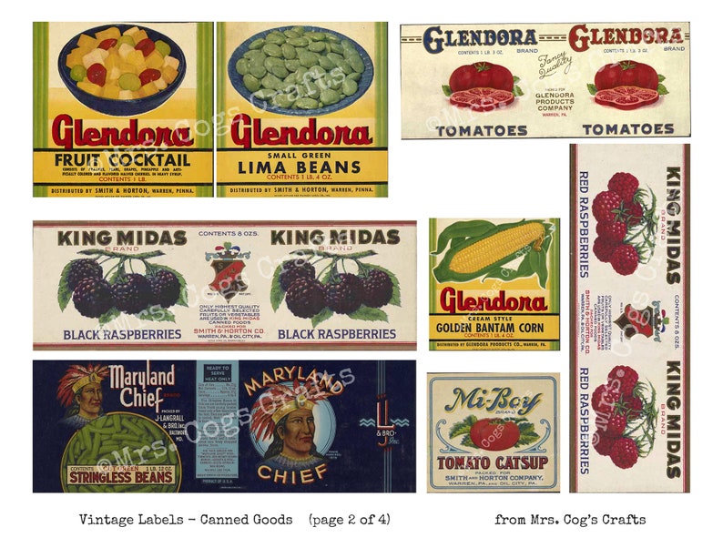 Vintage Labels Canned Goods Ephemera Printable Images - Etsy