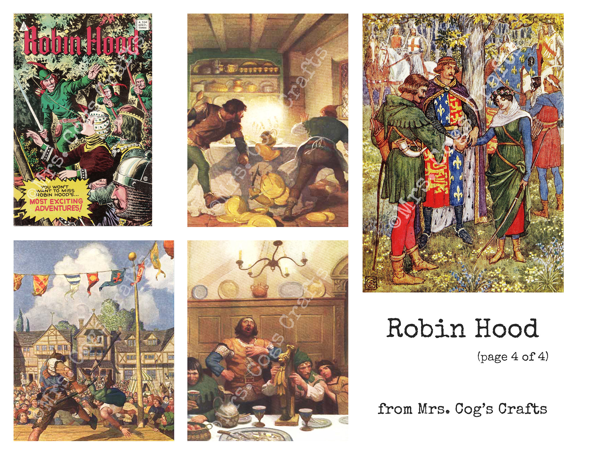 Robin Hood Printable Images Ephemera Classics Digital | Etsy