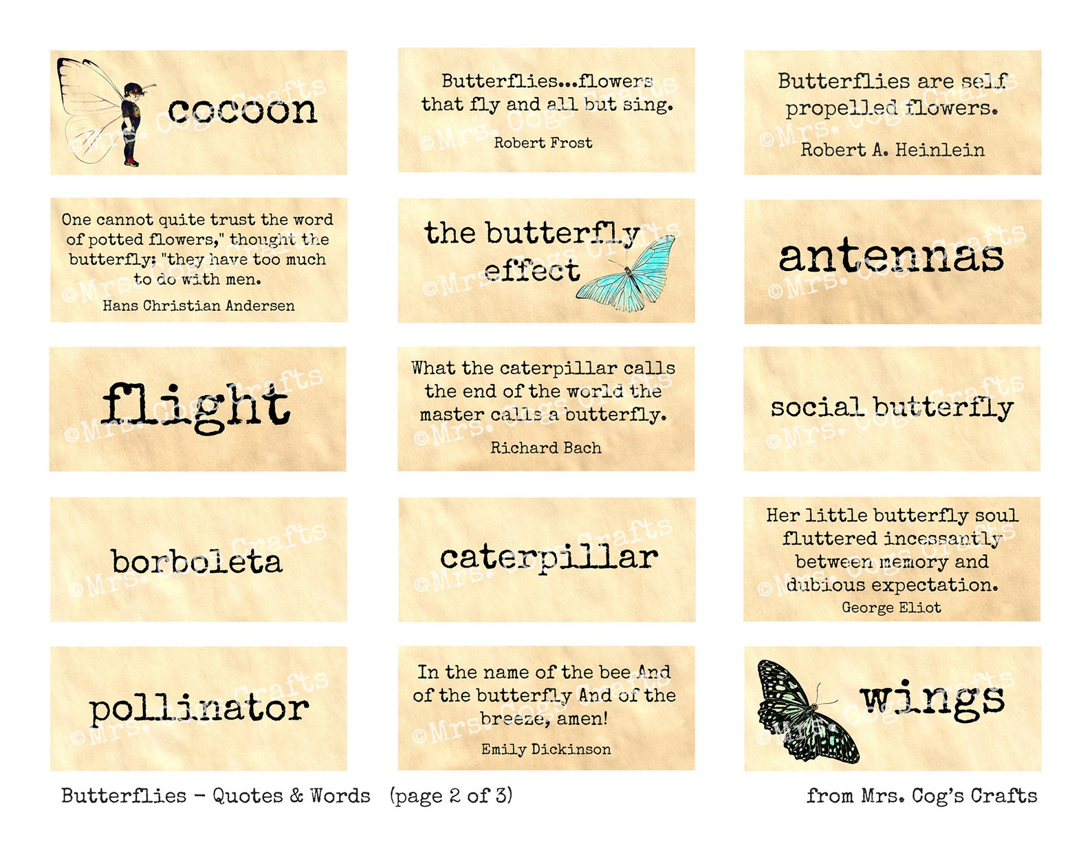 Butterflies - Quotes & Words - Journal Prompts, Printable Words ...