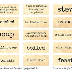 Kitchen Words & Sayings - Journal Prompts, Printable Words, Instant ...
