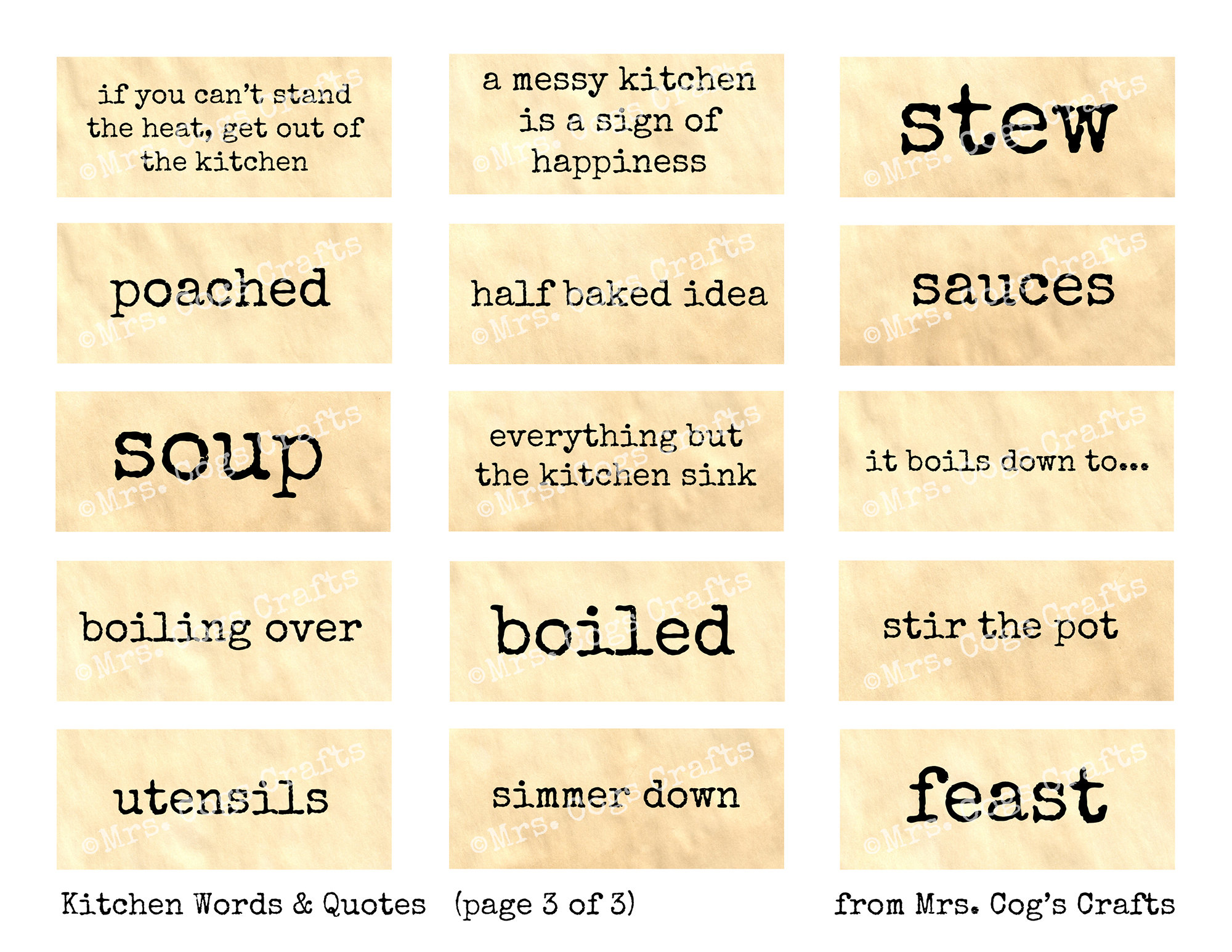 Kitchen Words & Sayings Journal Prompts Printable Words - Etsy UK