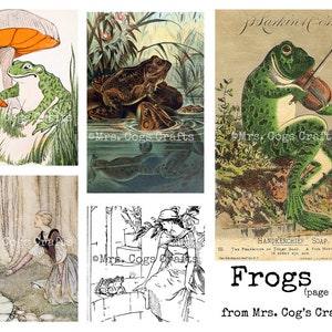 Frogs - Digital Ephemera Classics, Digital Images, Vintage Art, Instant ...