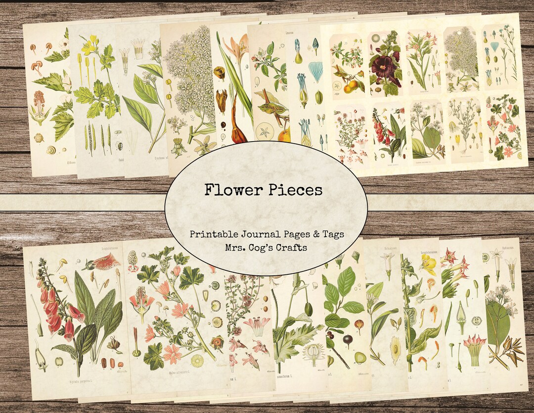 Flower Pieces Journal - Printable Journal Pages, Digital Journal ...