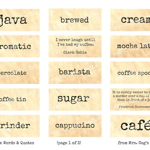 Coffee Words & Quotes - Journal Prompts, Printable Words, Instant ...