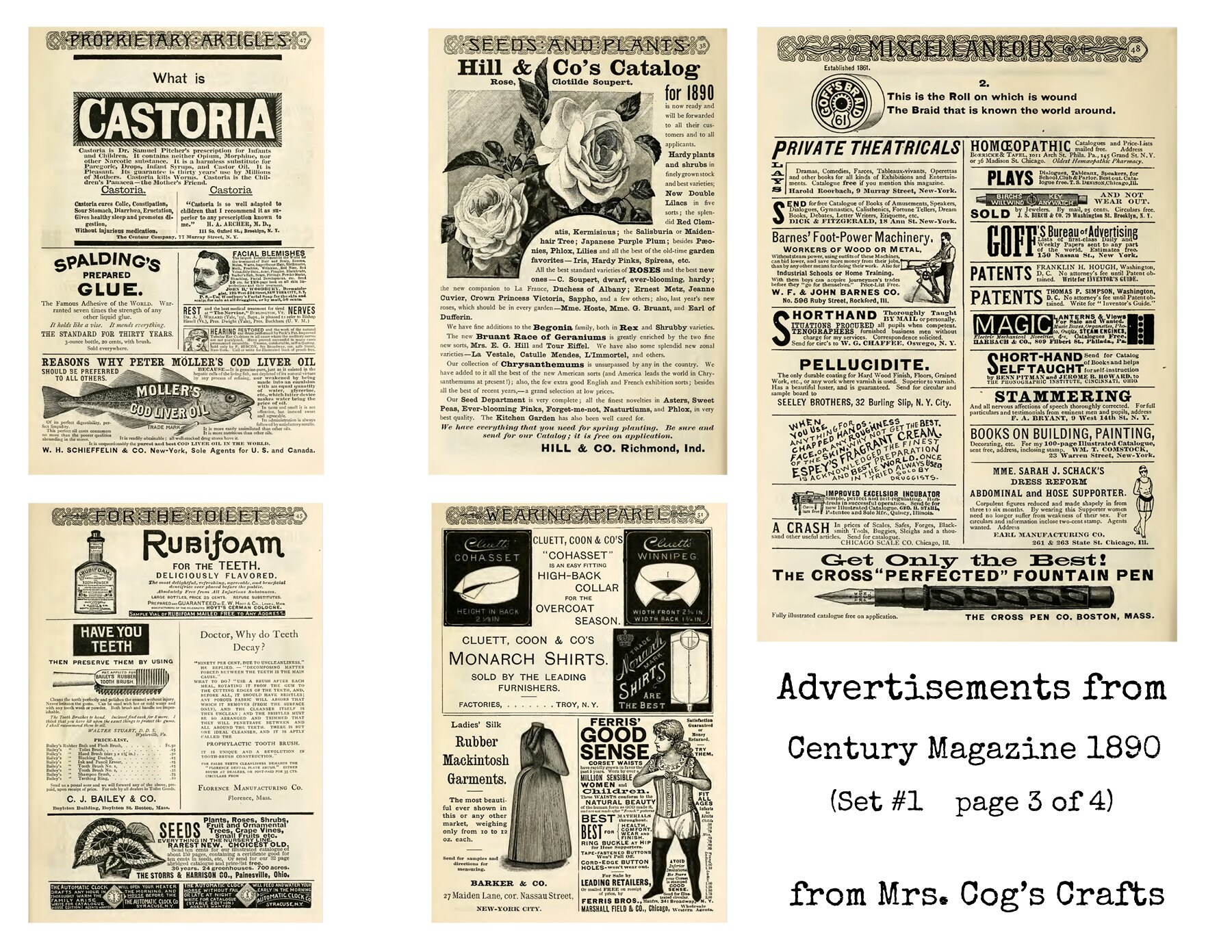 Century Magazine Ads 1890 Set 1 Digital Ephemera Classics | Etsy