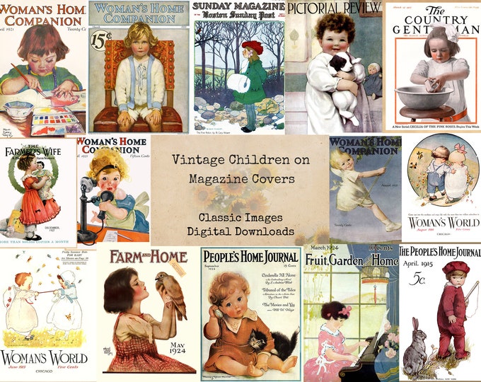 Vintage Children on Magazine Covers Printable Images - Etsy
