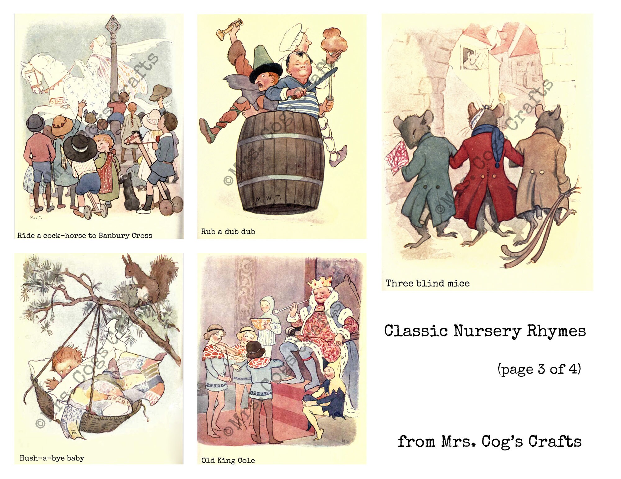 Classic Nursery Rhymes Digital Ephemera Printable Images - Etsy