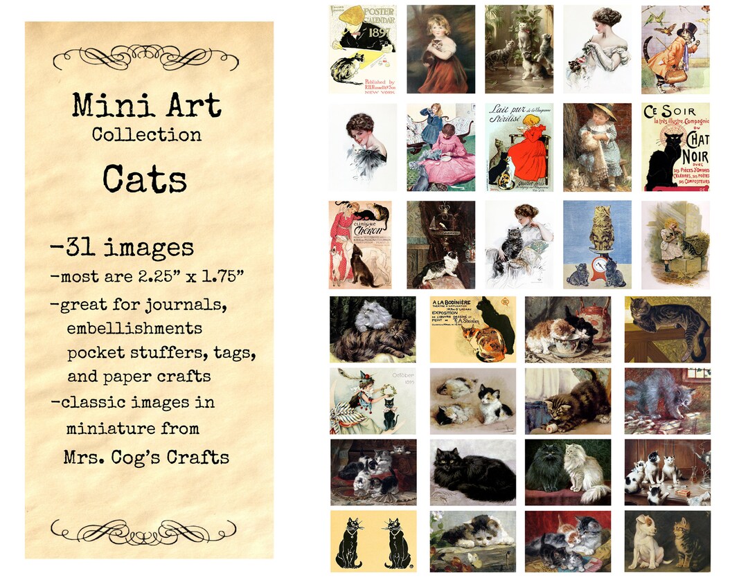 Mini Art Collection - Cats - Printable Images, Digital Download ...