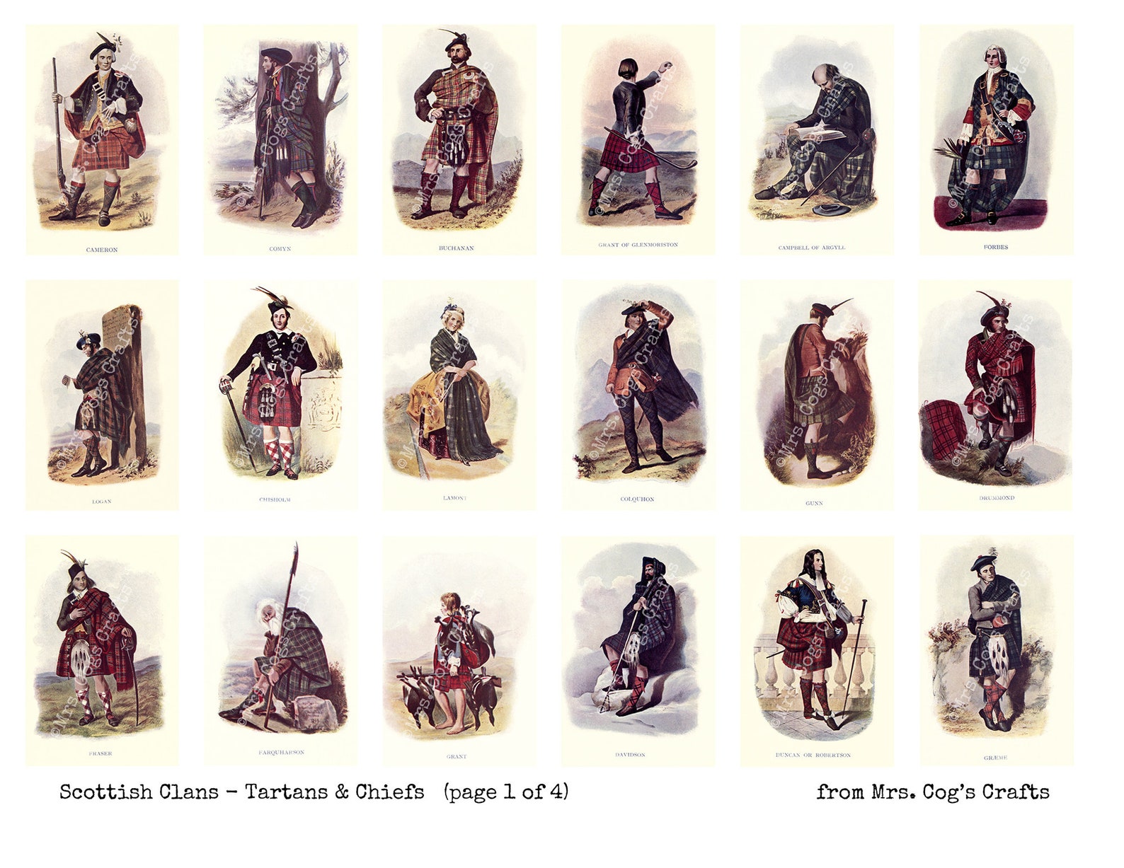 Scottish Clans - Tartans & Chiefs - Ephemera Classics, Printable Images ...