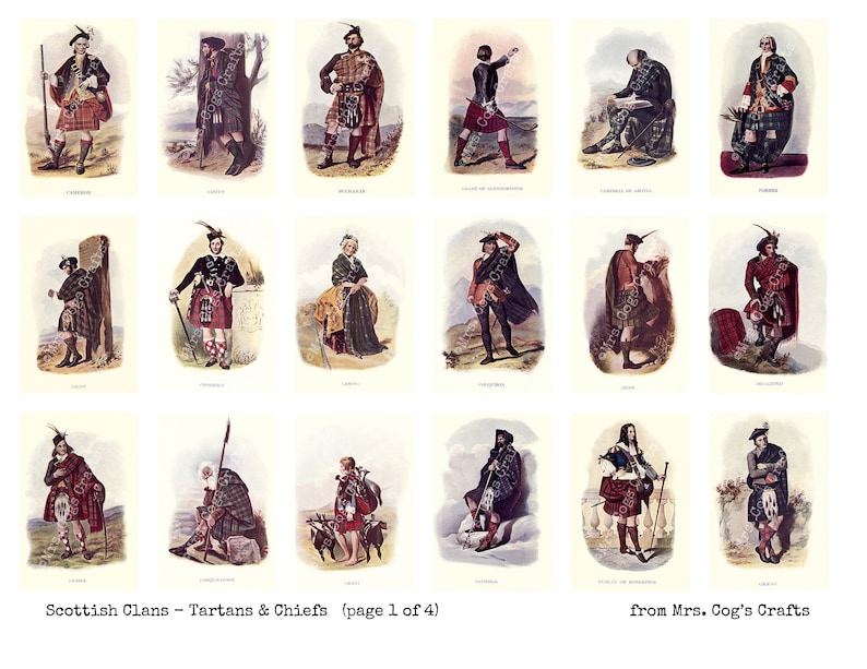 Scottish Clans - Tartans & Chiefs - Ephemera Classics, Printable Images ...