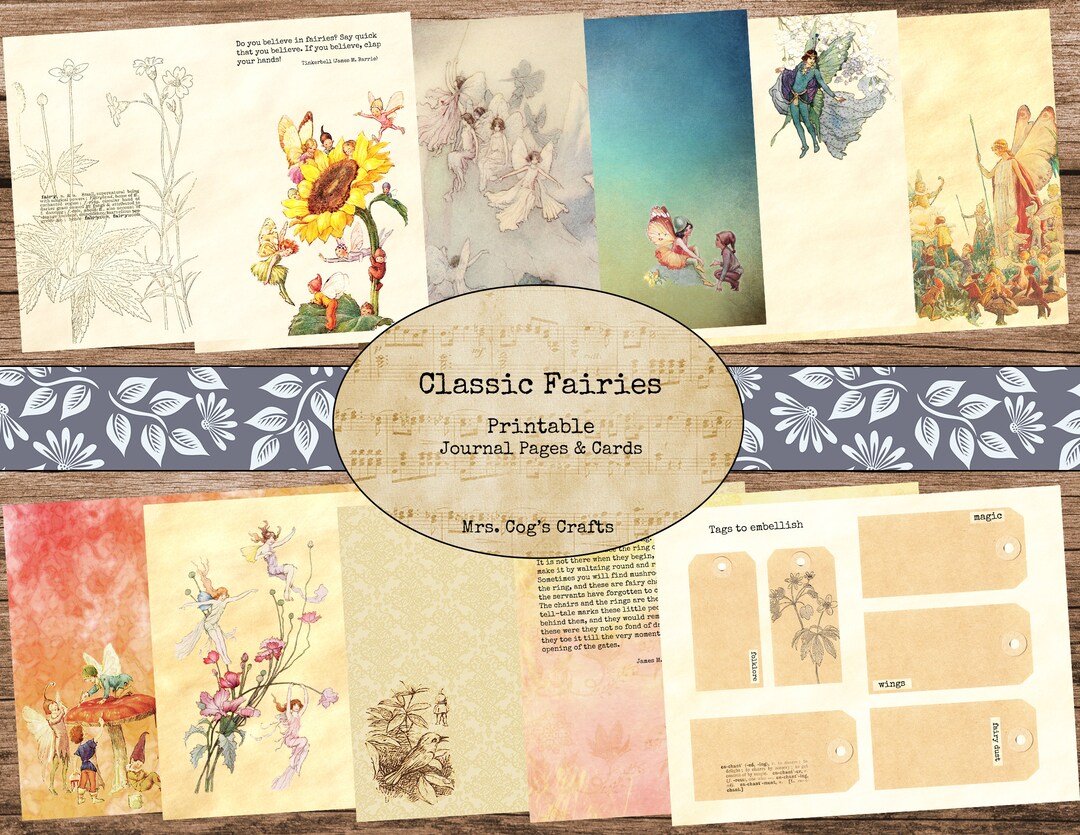 Classic Fairies Junk Journal Kit - Printable Journal Pages, Digital ...