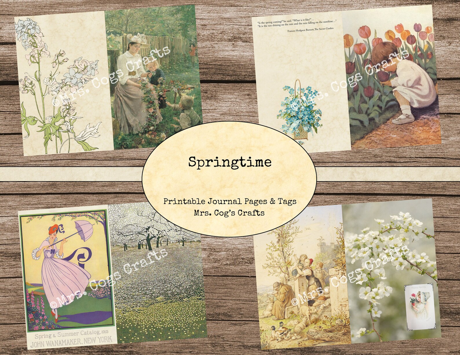 Springtime Junk Journal Kit - Printable Journal, Vintage Images ...