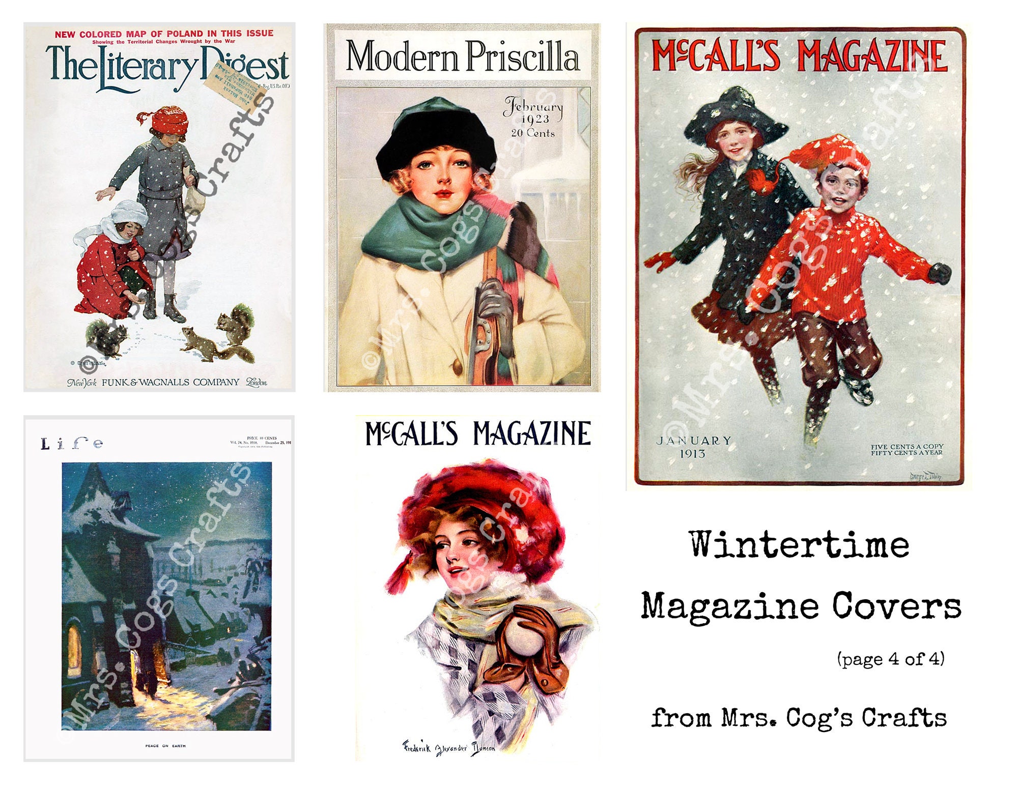 Wintertime Magazine Covers Printable Images Ephemera - Etsy