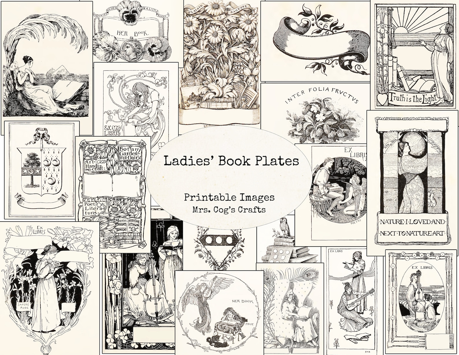 Ladies' Book Plates - Ex Libris - Labels for Journals and Books ...