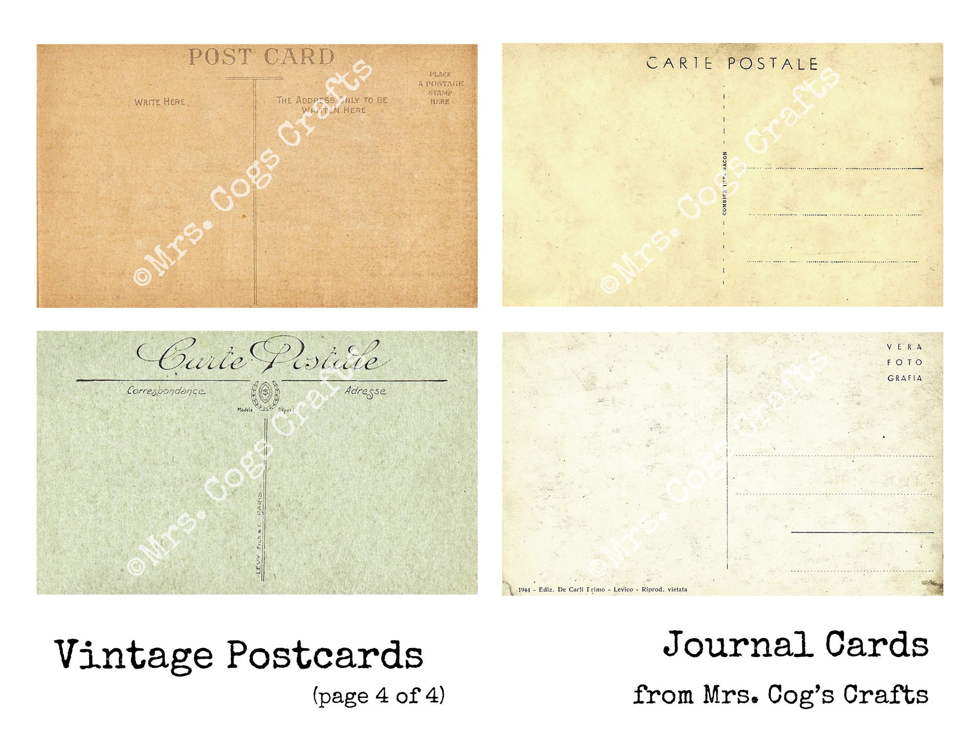 Vintage Postcards Ephemera Classics Printable Images - Etsy
