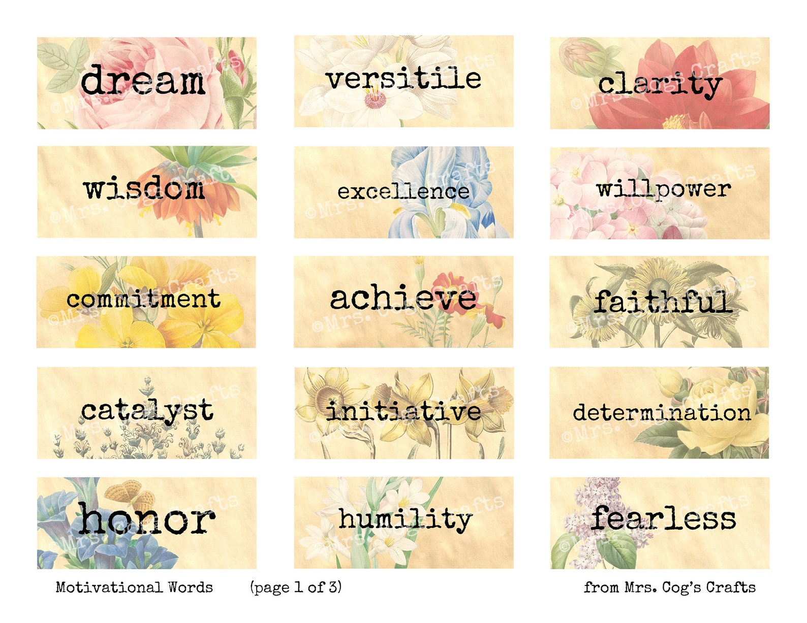 Motivational Words Journal Prompts Printable Words Instant - Etsy