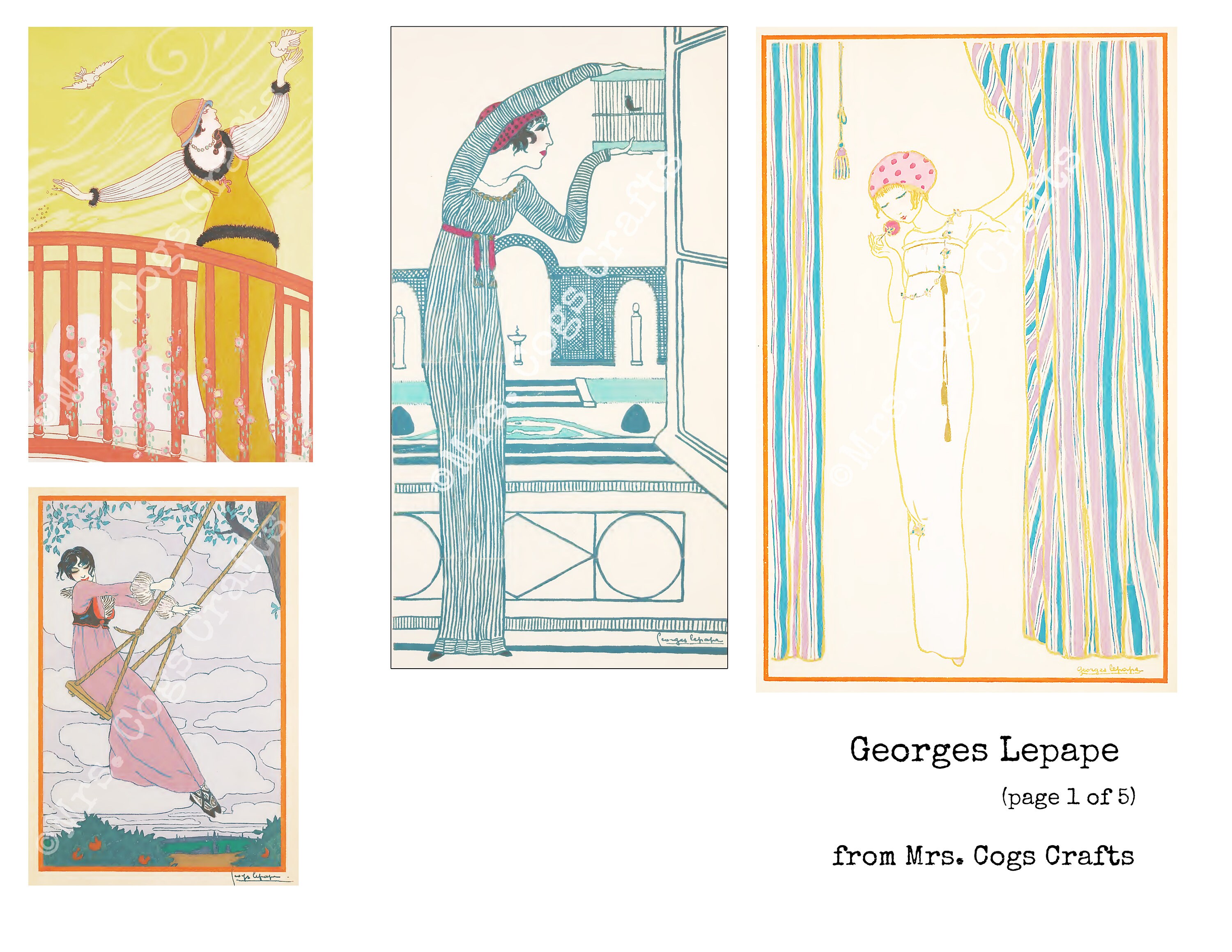 Georges Lepape Printable Images Digital Ephemera Vintage - Etsy