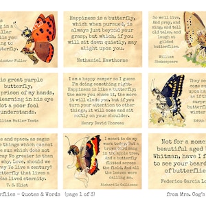 Butterflies - Quotes & Words - Journal Prompts, Printable Words ...