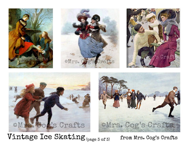 Vintage Ice Skating - Digital Ephemera Classics, Digital Images ...