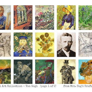 Mini Art - Van Gogh , Printable Images, Digital Download, Miniature ...