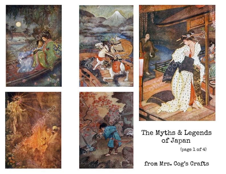 The Myths & Legends of Japan - Printable Images, Vintage Art, Instant ...