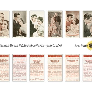 Classic Movies Cards - Printable Images, Digital Ephemera, Vintage Art ...