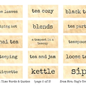 Tea Time Words & Quotes - Journal Prompts, Printable Words, Instant ...