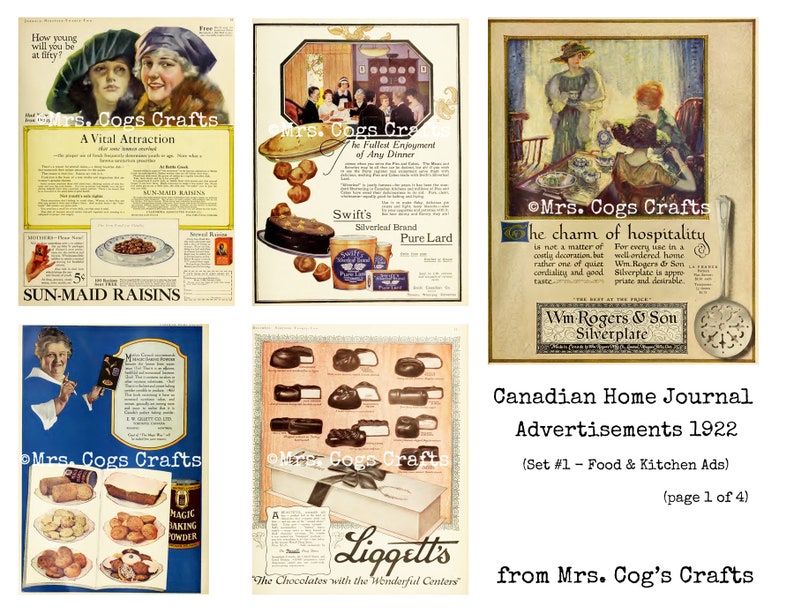 Canadian Home Journal Food Ads Set 1 1922 Digital Ephemera - Etsy