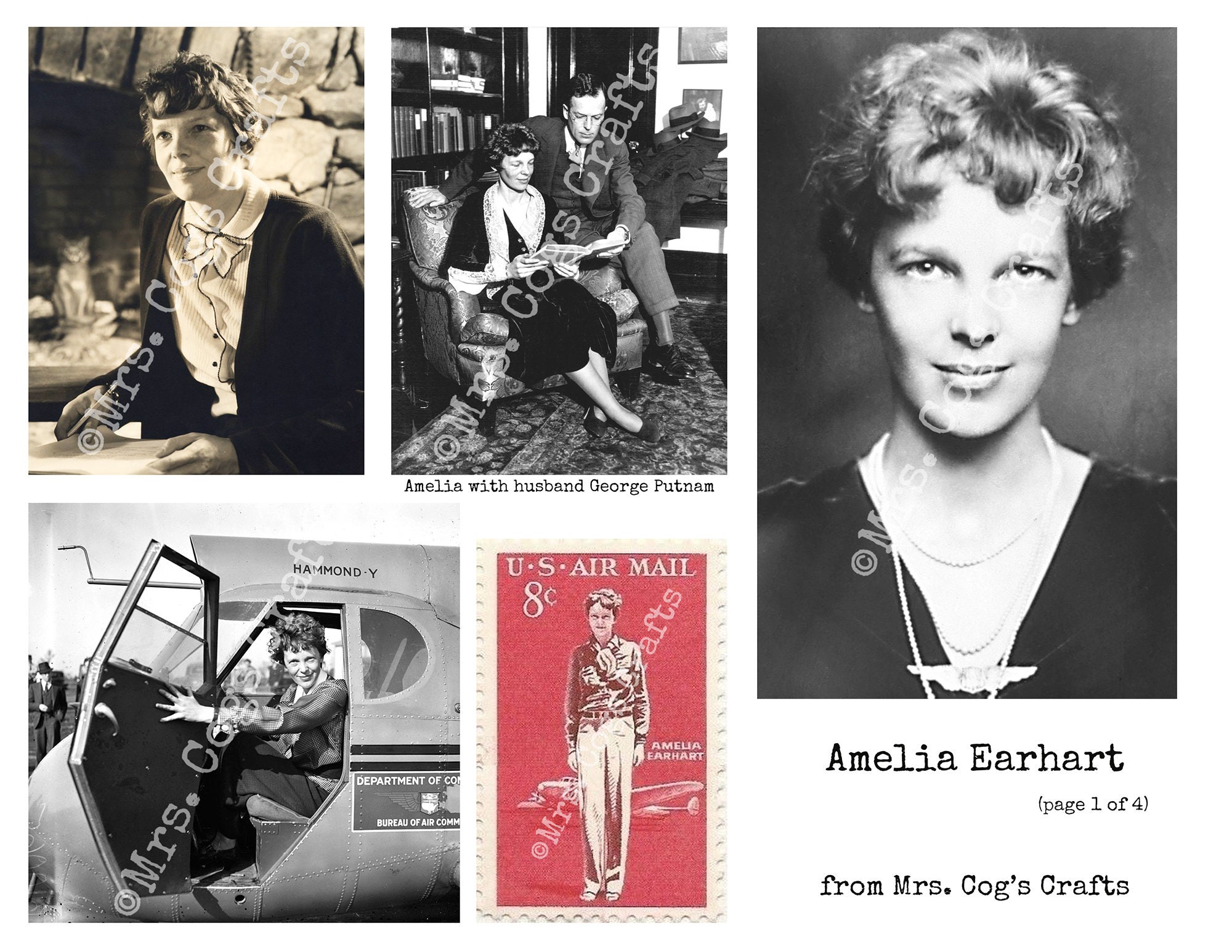 Amelia Earhart - Printable Images, Vintage Art, Instant Download ...