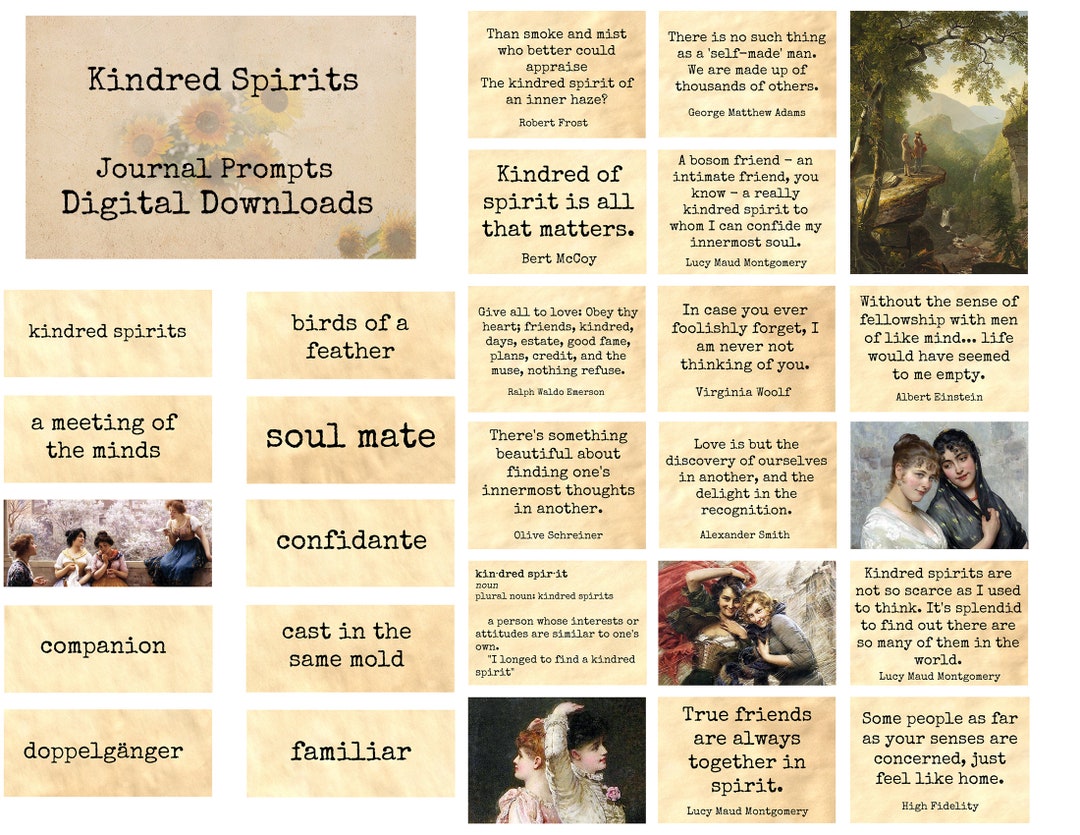 Kindred Spirits - Words & Quotes - Journal Prompts, Printable Words ...