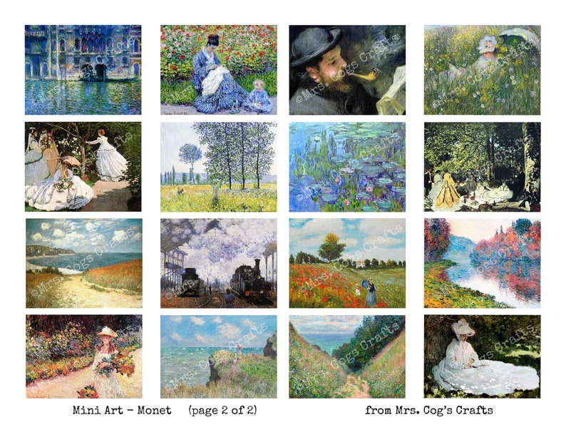 Mini Art - Claude Monet , Printable Images, Digital Download, Miniature ...