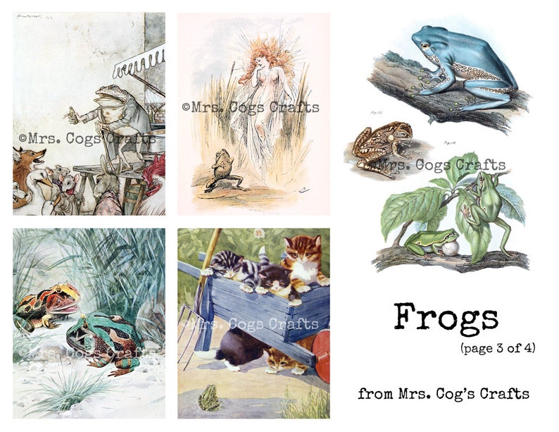 Frogs - Digital Ephemera Classics, Digital Images, Vintage Art, Instant ...
