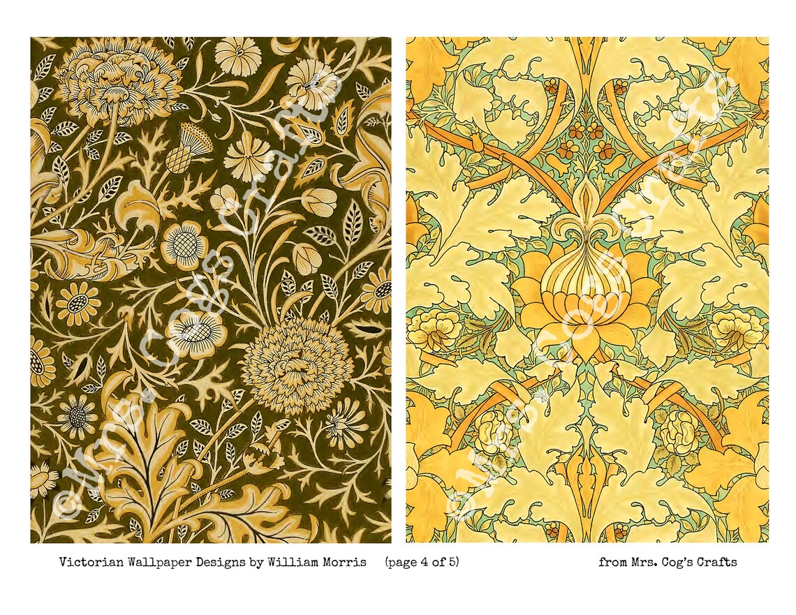 Victorian Wallpaper Designs by William Morris - 5" X 7" Images ...